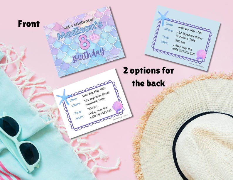 Purple Mermaid Scales Birthday Invitation - Etsy