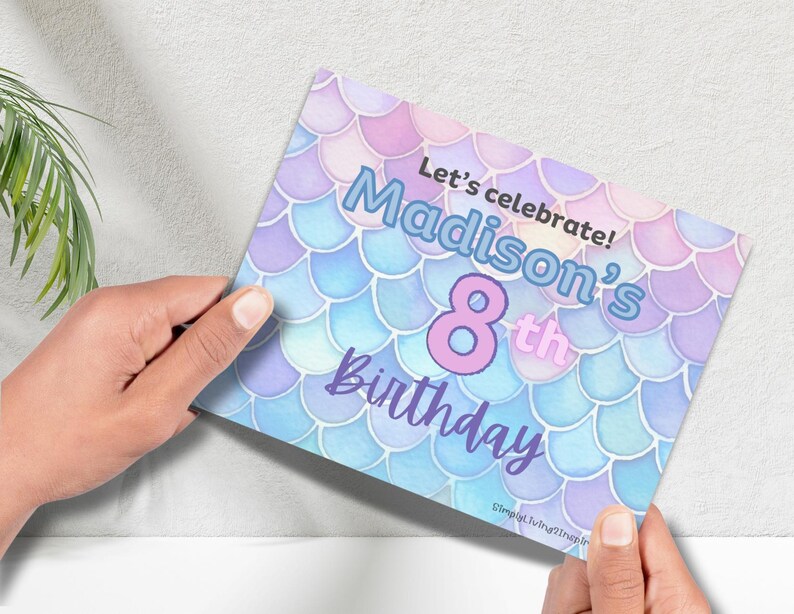 Purple Mermaid Scales Birthday Invitation - Etsy