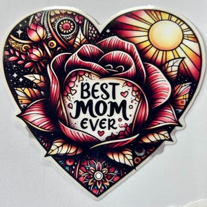 Best Mom Ever Heart & Sunburst Mothers Day Sticker Set 3 Stickers - Etsy