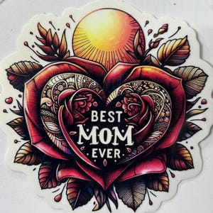 Best Mom Ever Heart & Sunburst Mothers Day Sticker Set 3 Stickers - Etsy