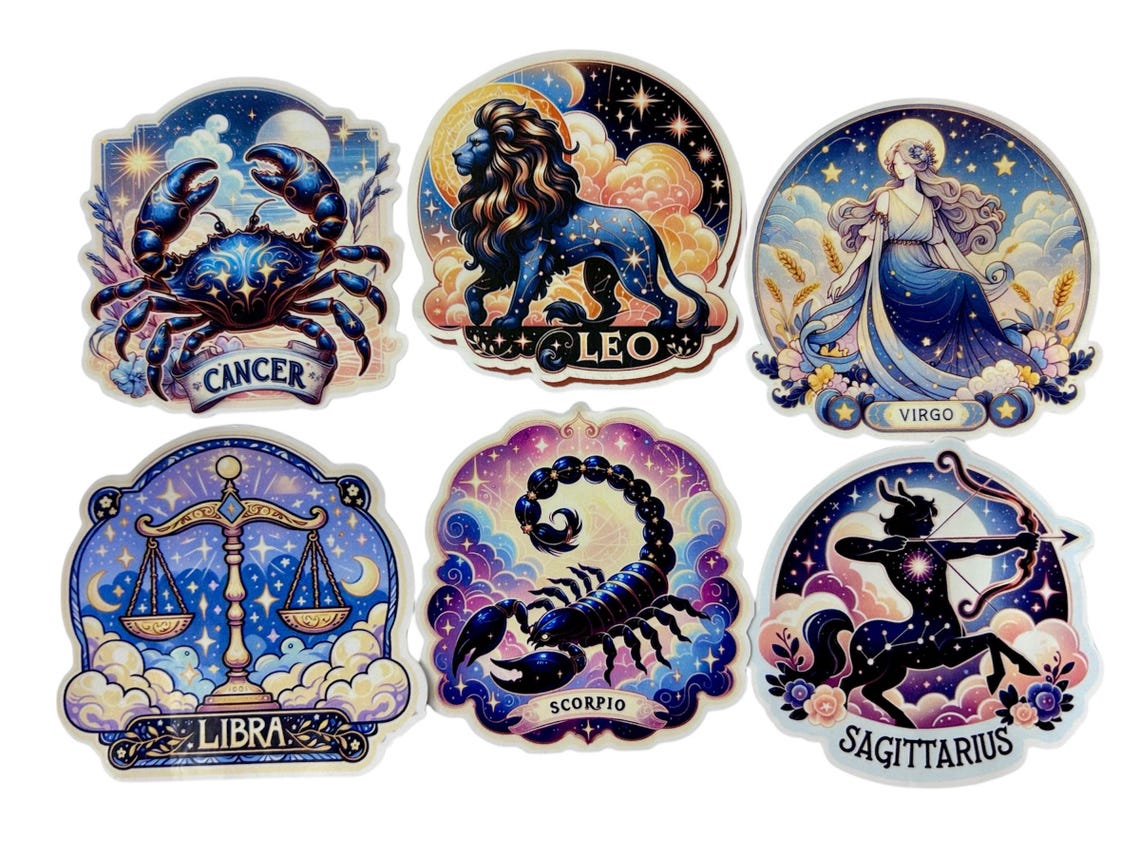 Celestial Zodiac Sticker Set: Waterproof Star Sign Stickers- Volume 1 ...