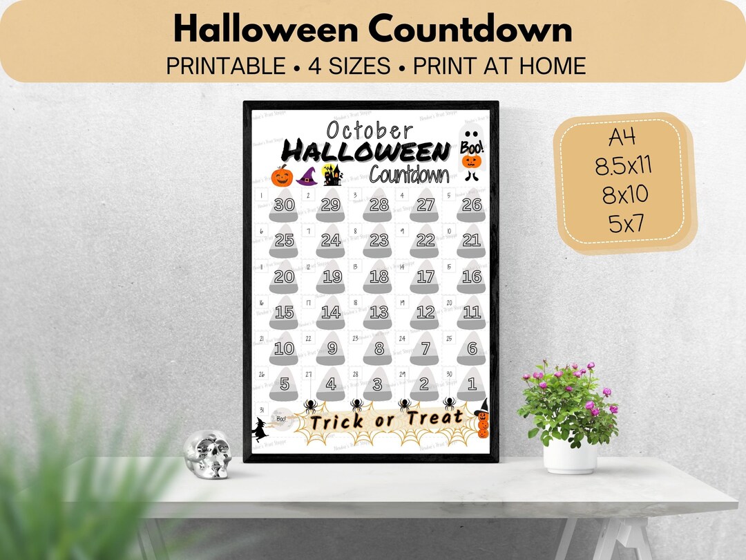 Halloween Countdown Frameable Countdown A4 Countdown Coloring Halloween ...