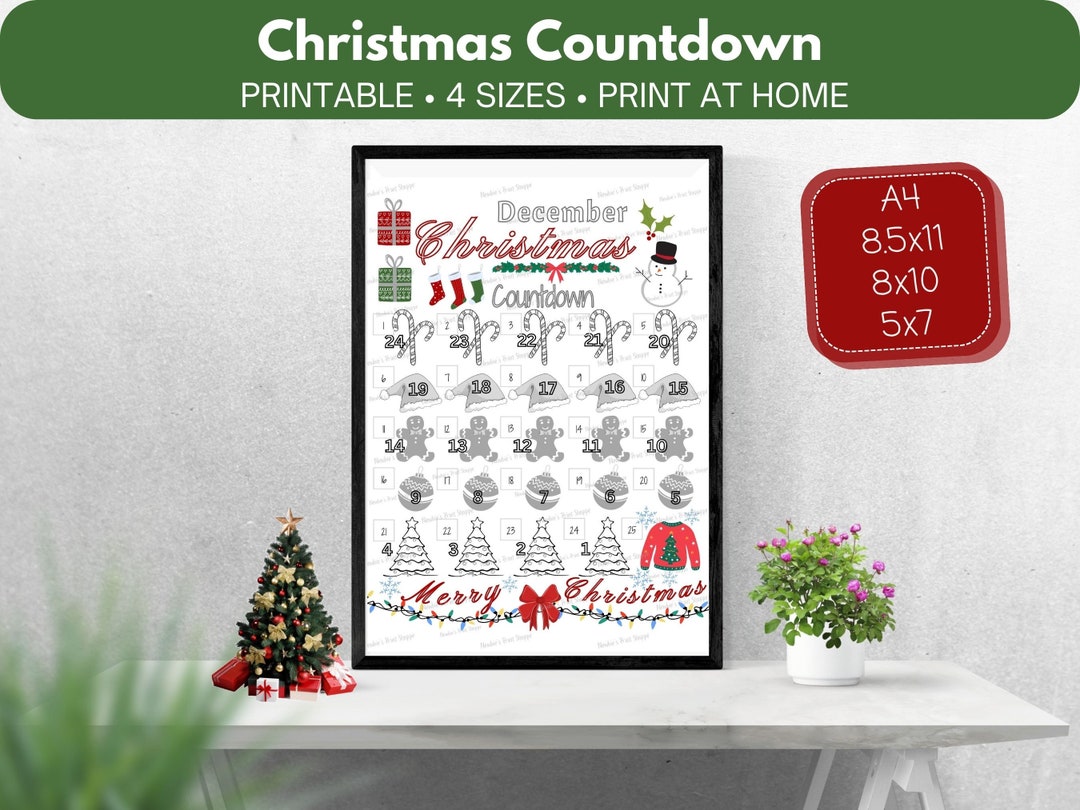 Christmas Countdown | Frameable Countdown | A4 Countdown | Coloring ...