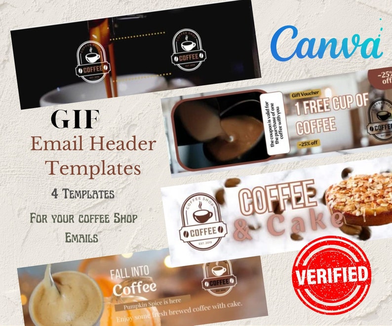 Email Headers GIF Templates | Email Banner | Coffee Shop Email ...