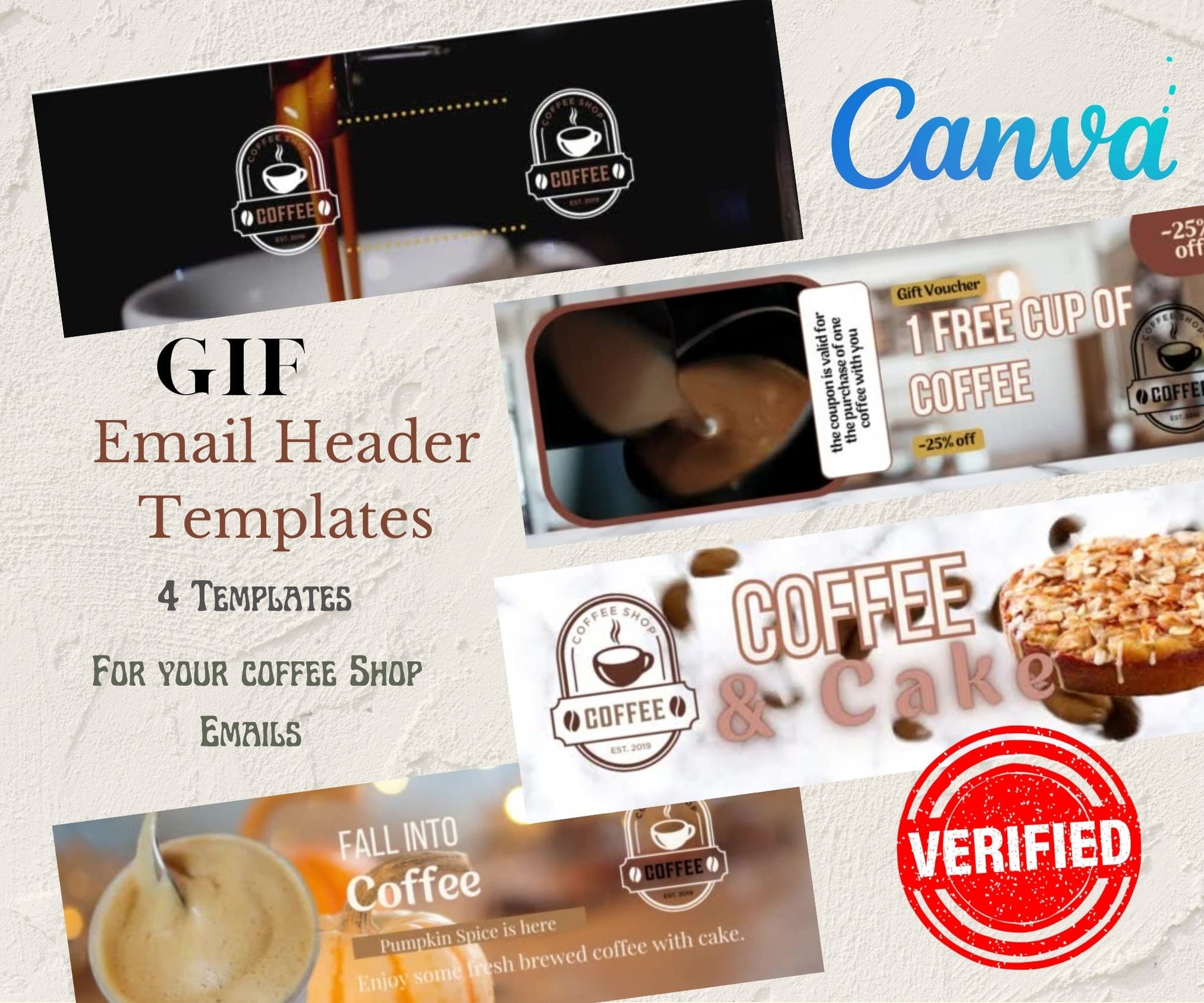 Email Headers GIF Templates | Email Banner | Coffee Shop Email ...