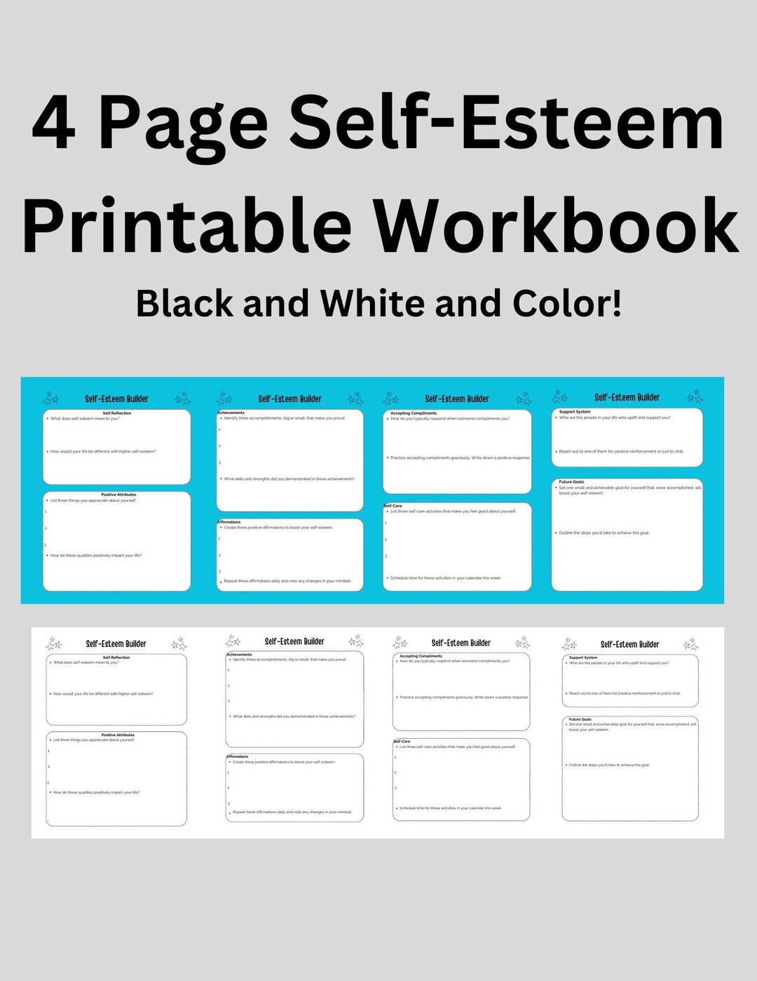 Self-esteem Builder Workbook for Mental Health, Positivity, and ...