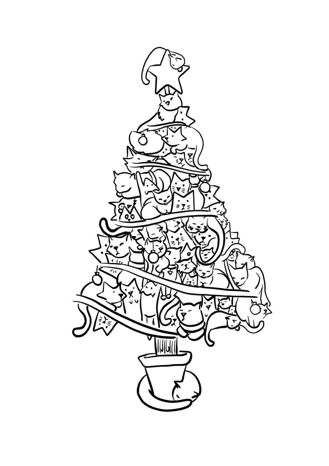 Christmas Tree Made of Cats Art Print - Etsy