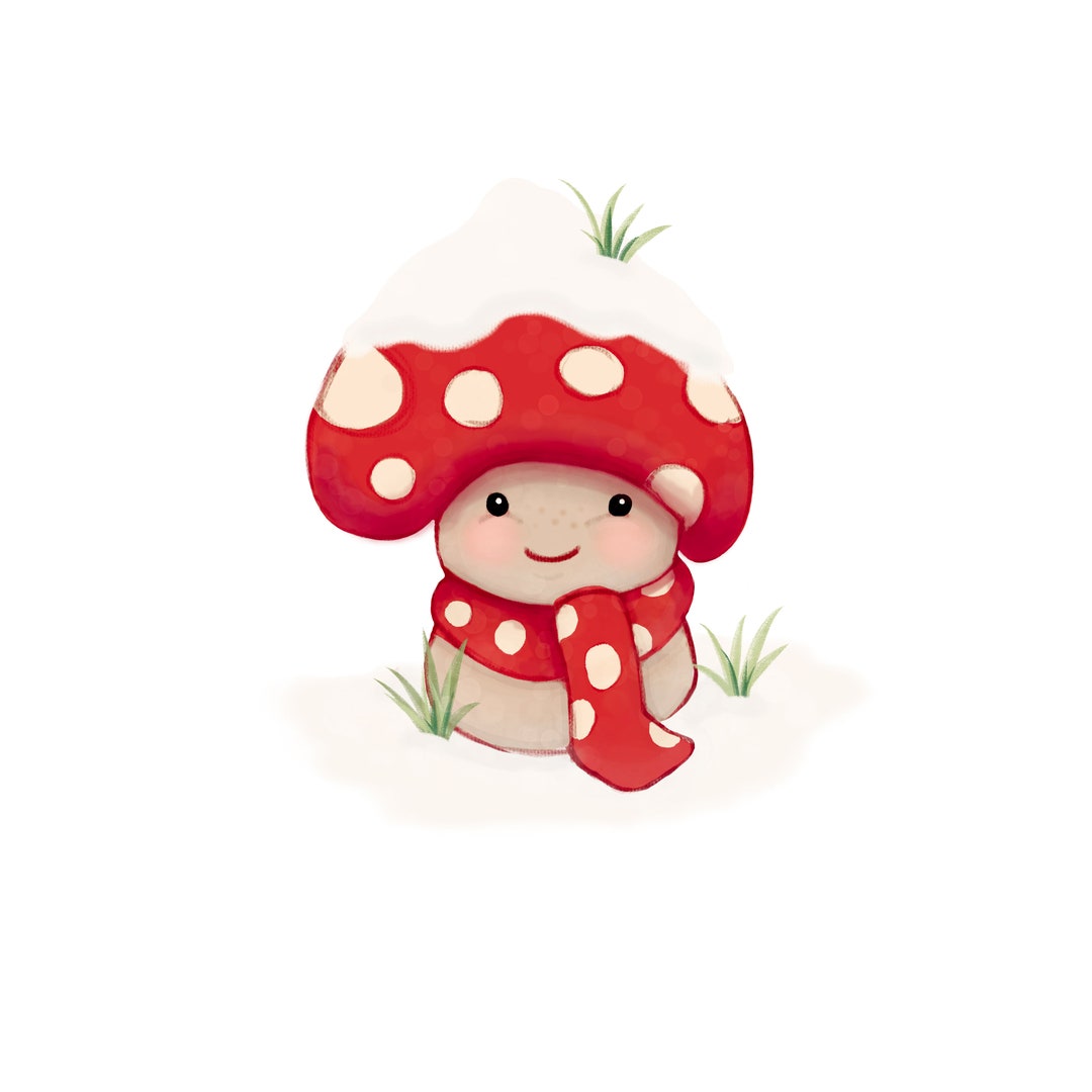 Cute Festive Fungi Art Print | A5 Size | Christmas Home Decor - Etsy