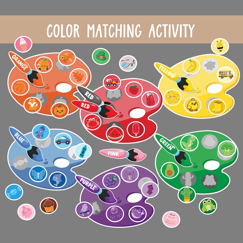 Toddler Color Matching Game: Art Palette Printable (PDF) - Etsy