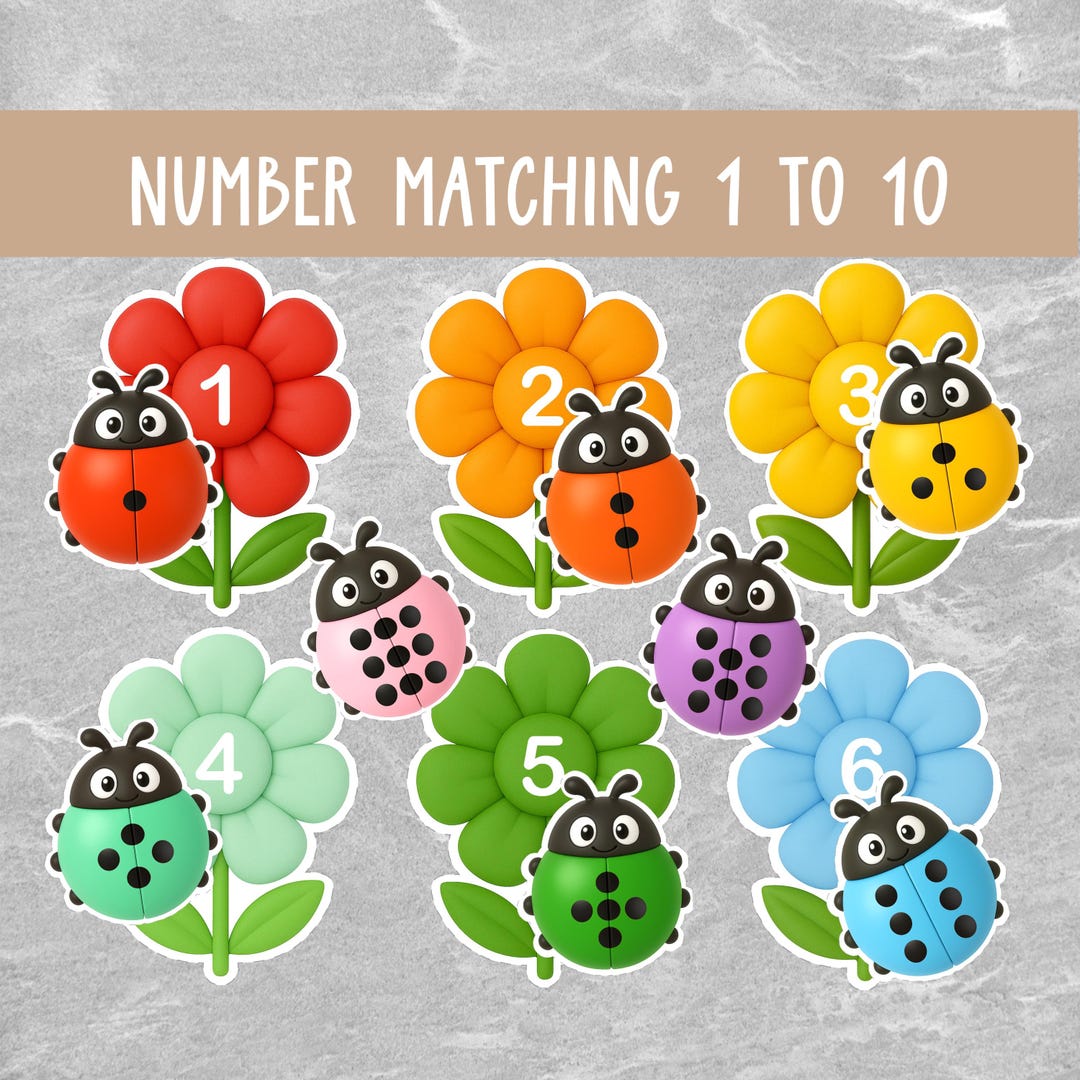 Ladybug Number Matching Activity – Count the Dots & Match to Flowers ...