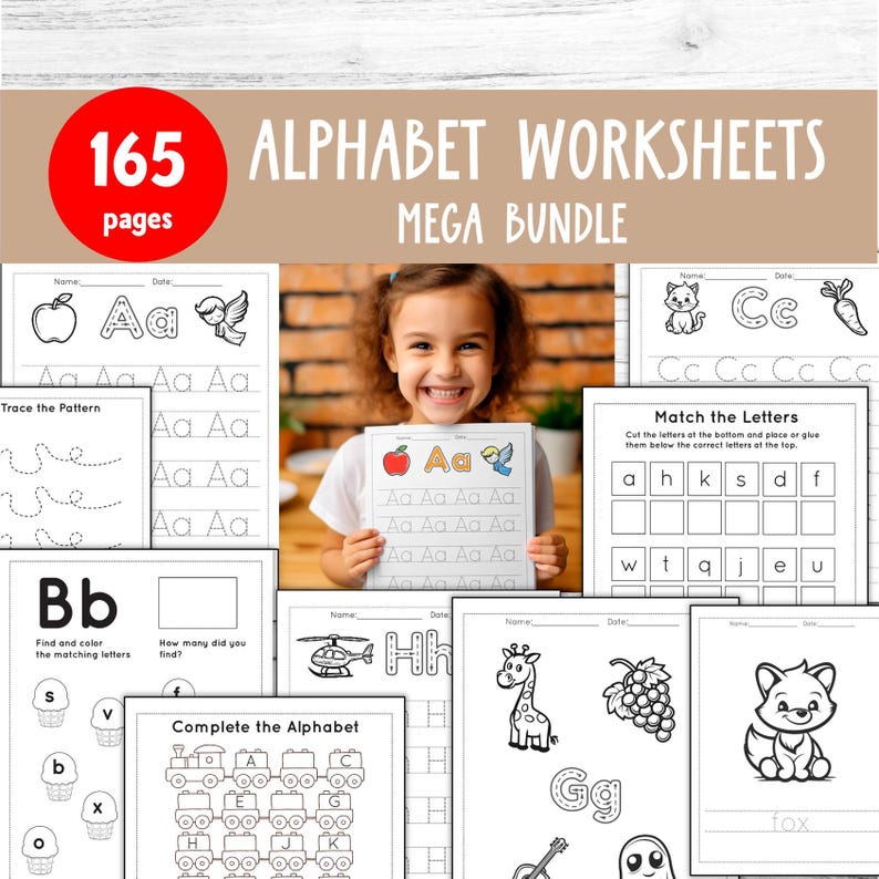 Alphabet Worksheets: Tracing, Coloring, Letter Practice (PDF Download ...