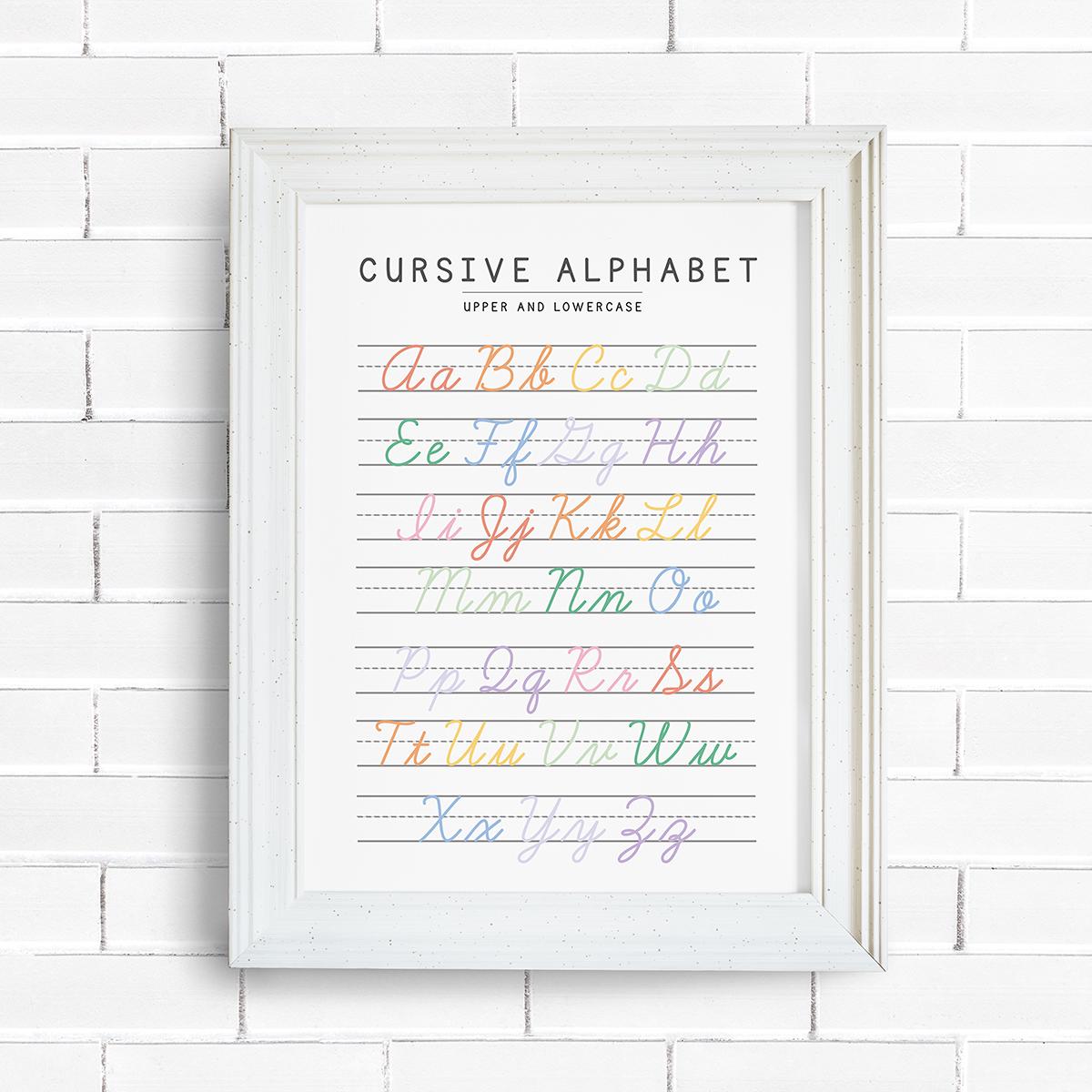 Cursive Alphabet Chart: Rainbow Handwriting Practice (digital Download ...