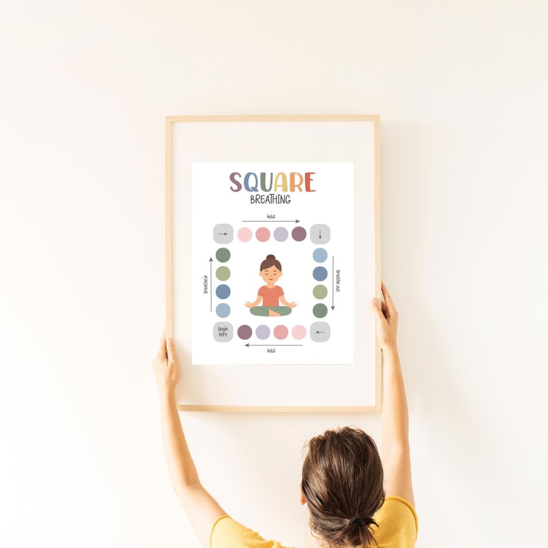 Square Breathing Poster, Mindfulness Breathing Exercise for Kids, Calm ...