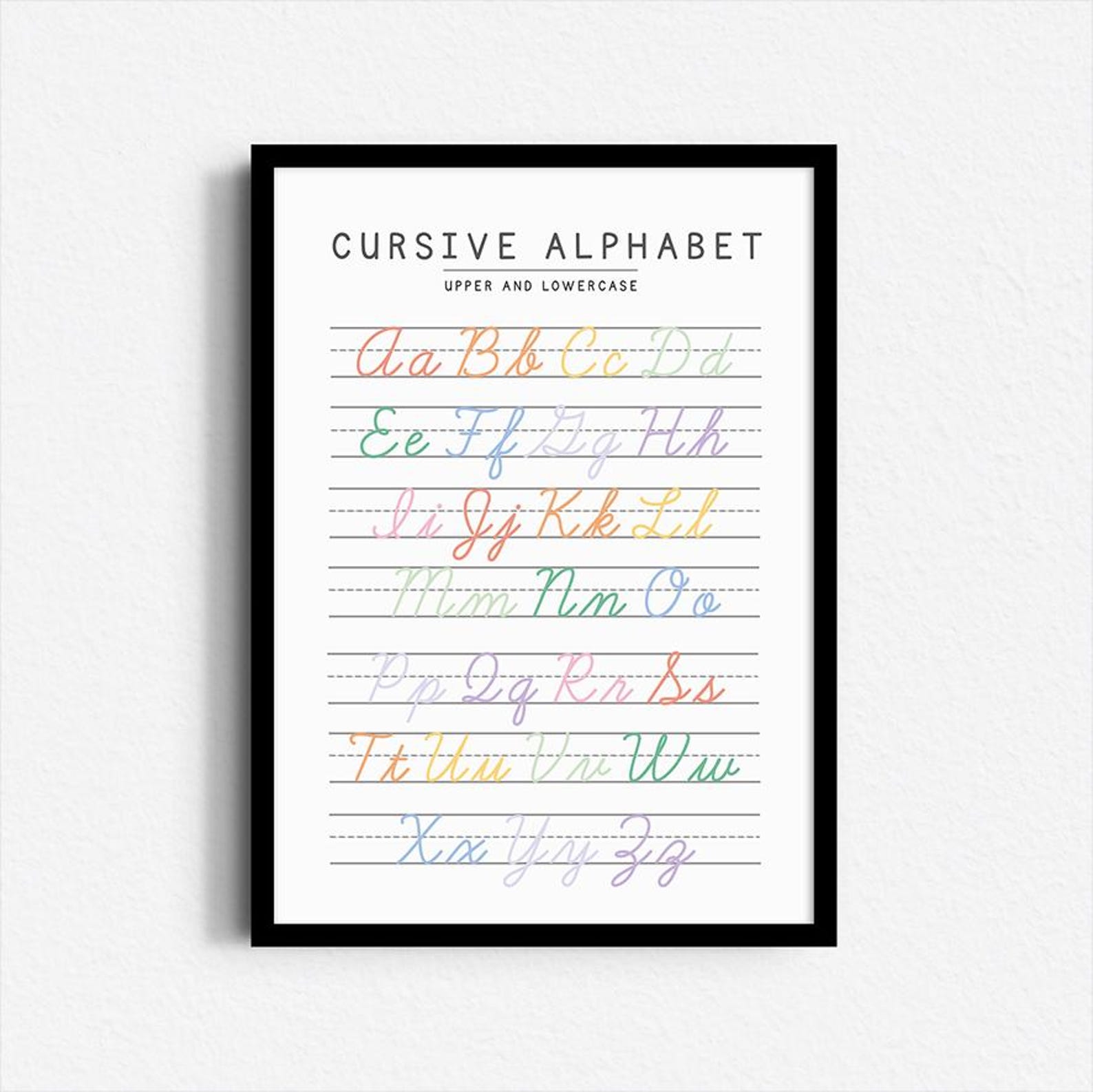 Cursive Alphabet Chart: Rainbow Handwriting Practice (digital Download ...