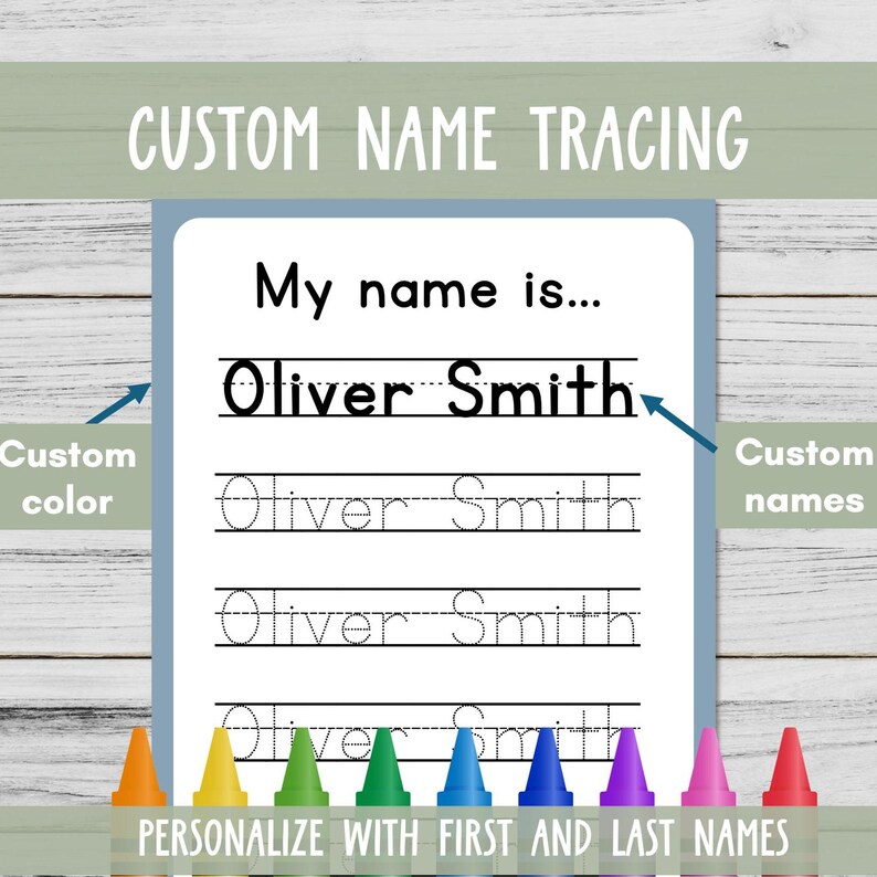 Custom Name Tracing Worksheet: Pre-k Printable (digital Download) - Etsy