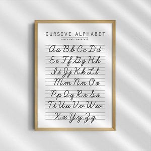 Cursive Handwriting Chart | Printable Alphabet Poster | Homeschool ...