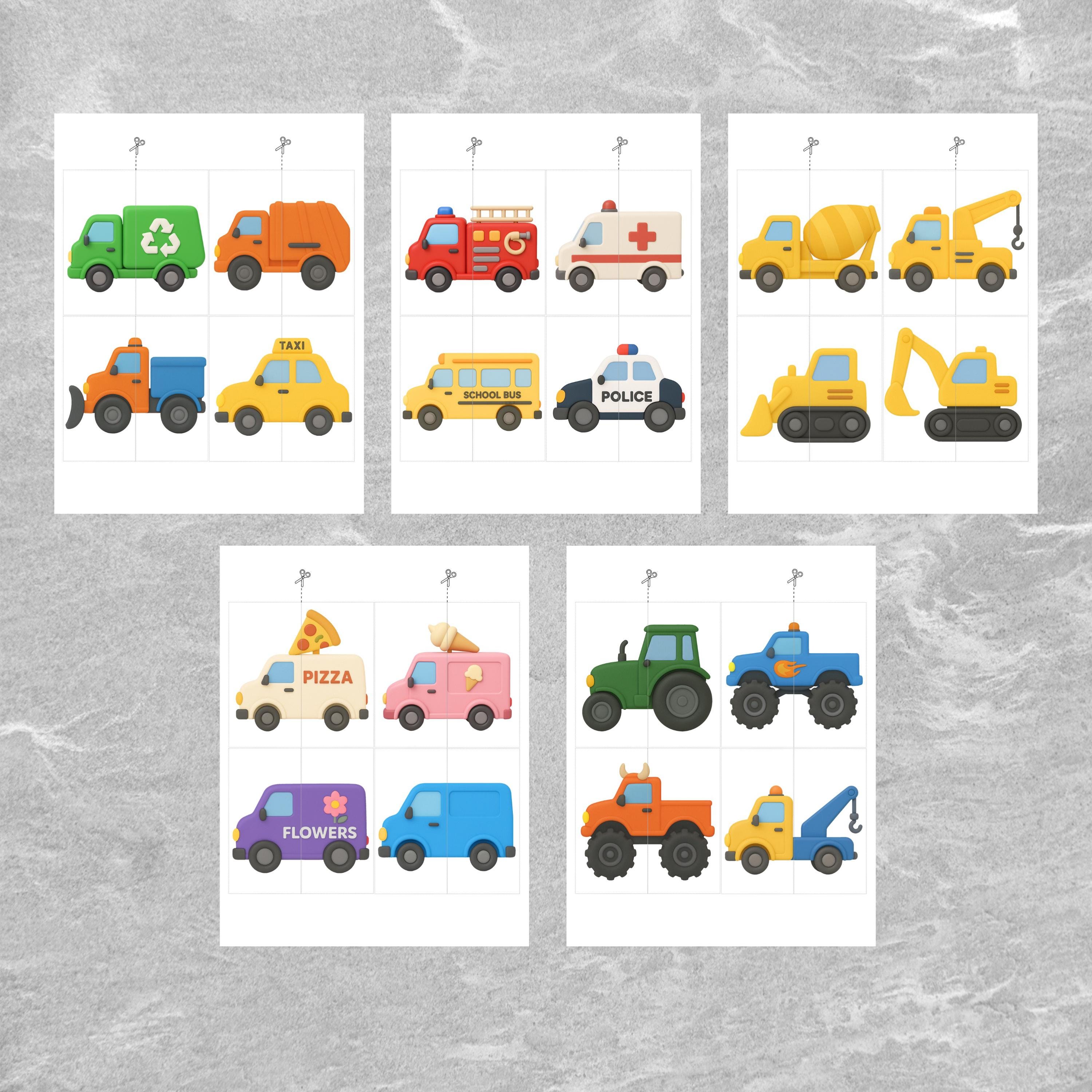 Vehicle Puzzle Matching Activity for Preschool – Transportation-themed ...