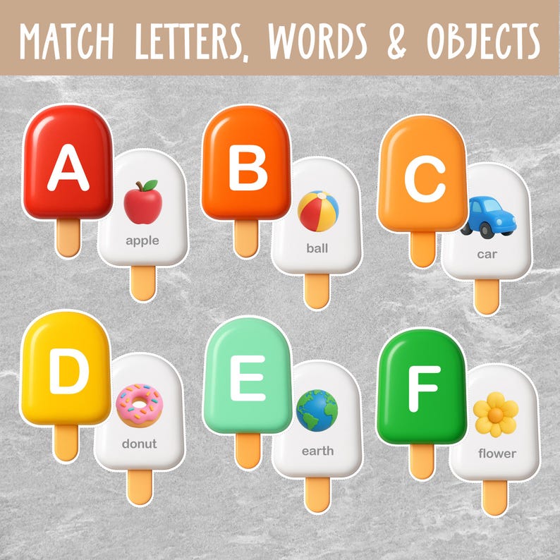Popsicle Alphabet Matching Game: Preschool ABC Learning (digital ...