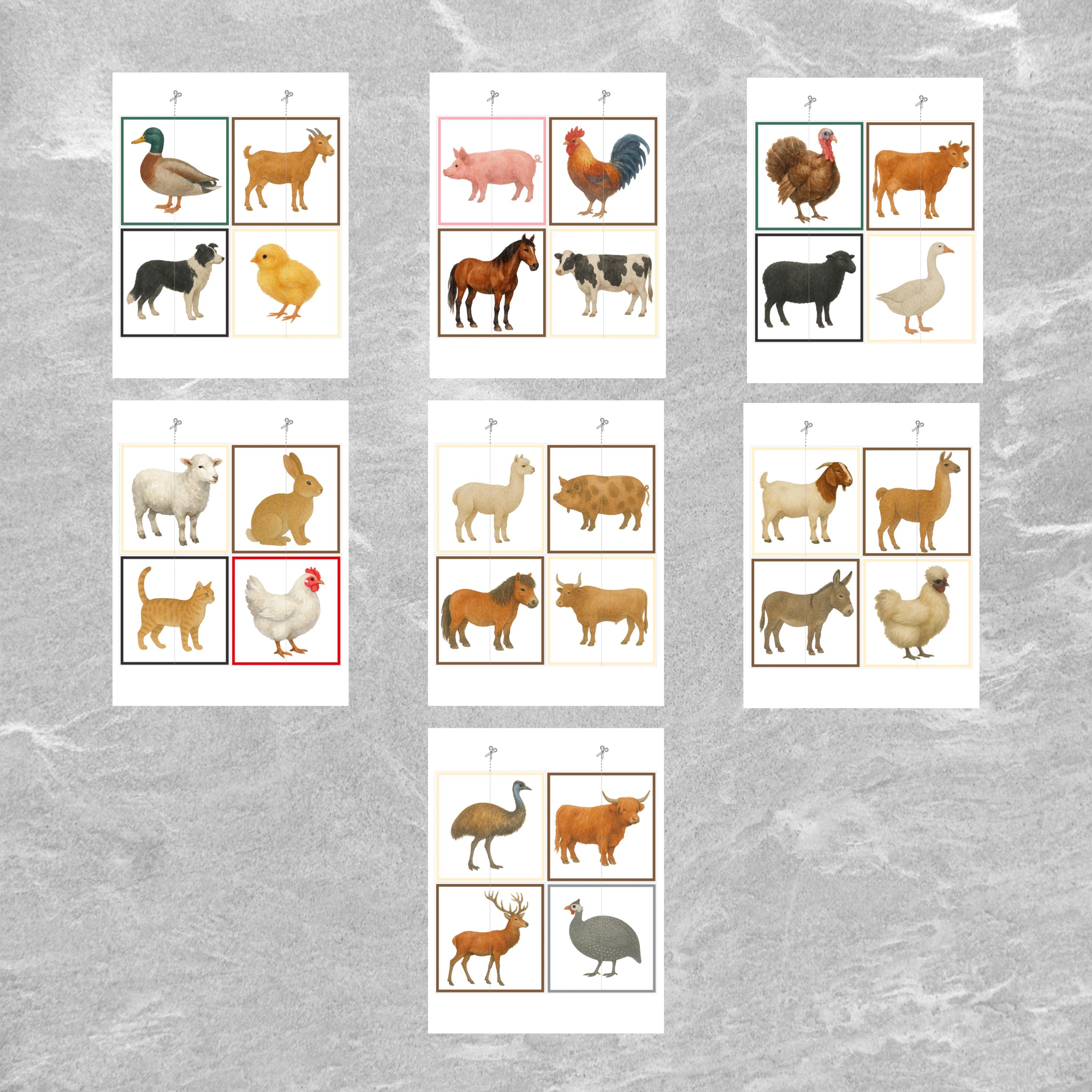 Farm Animal Matching Game: Montessori Toddler Activity (28 Printable ...