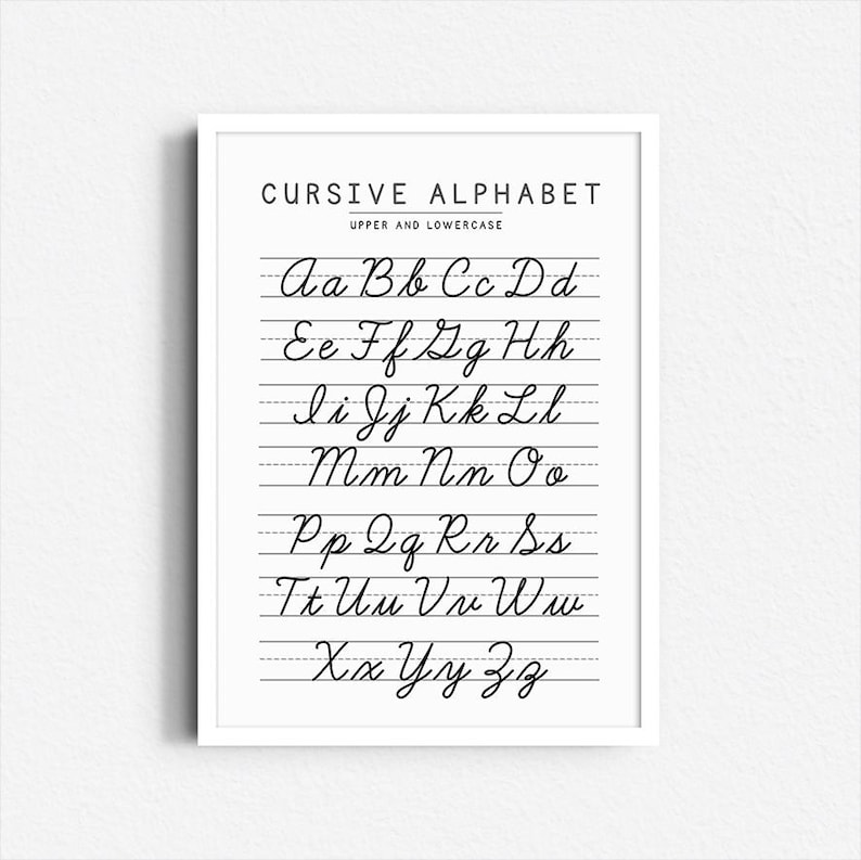 Cursive Handwriting Chart | Printable Alphabet Poster | Homeschool ...