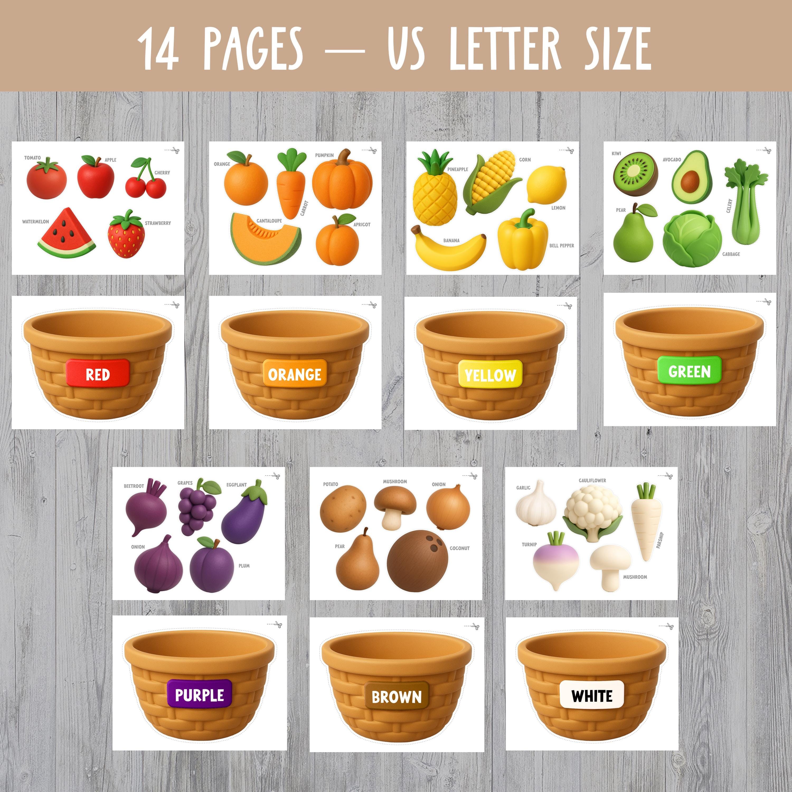Color Sorting Game: Fruits & Vegetables Matching Activity (digital ...