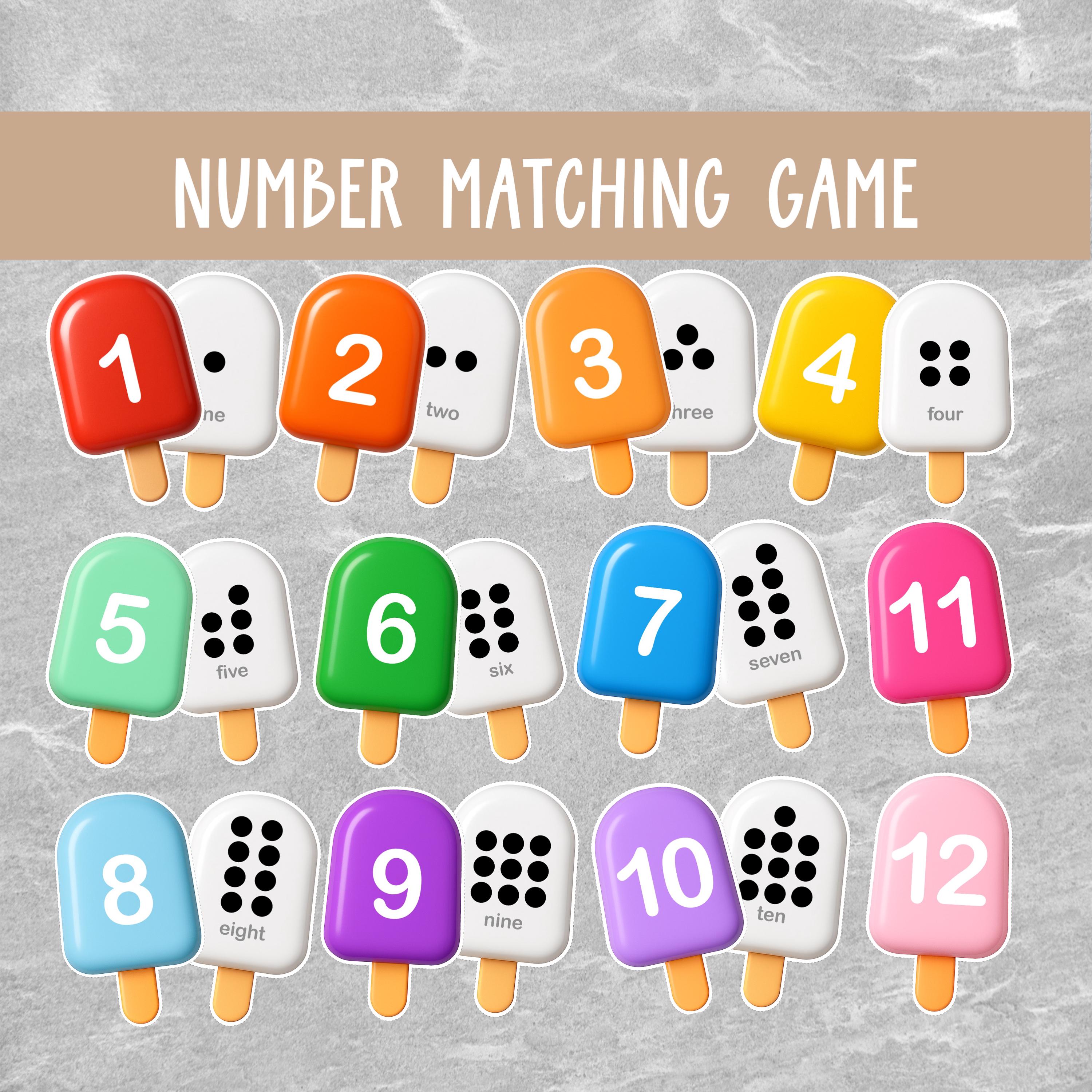 Popsicle Number Match Game: Preschool Printable Math Activity (digital ...