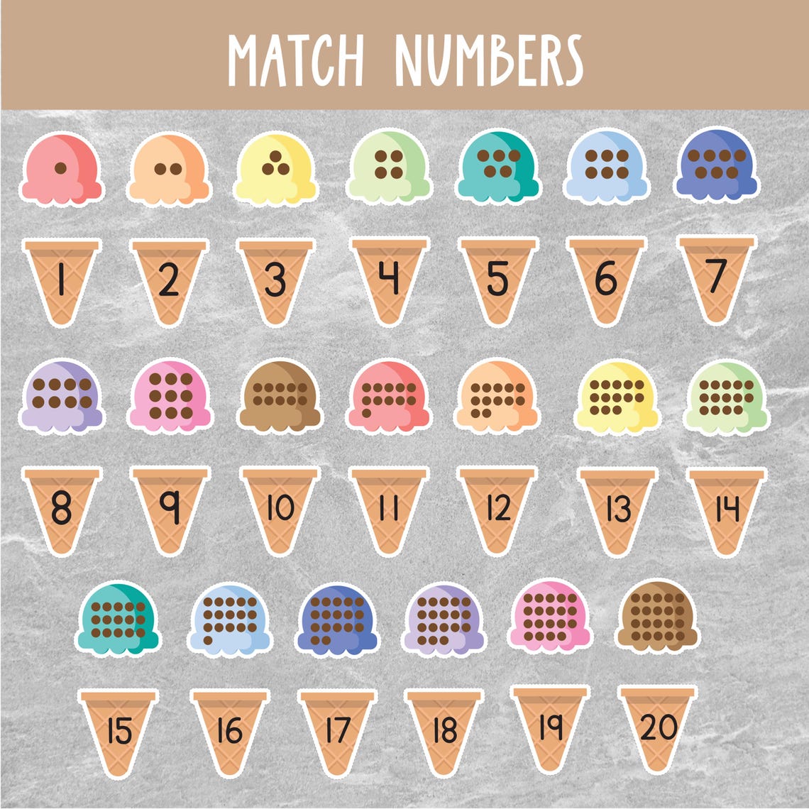 Ice Cream Number Matching Game: Preschool Printable (digital Download ...