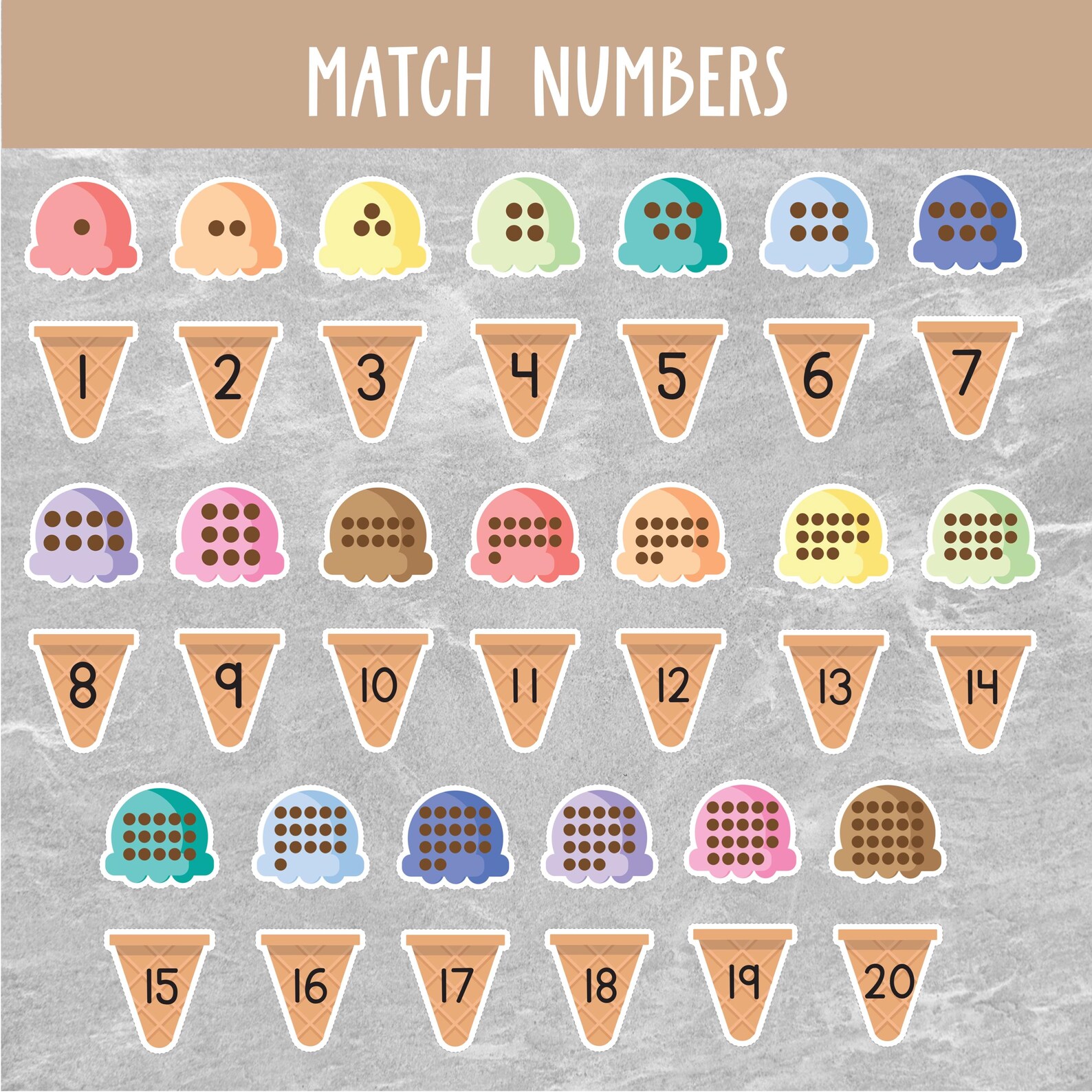 Ice Cream Number Matching Game: Preschool Printable (digital Download ...