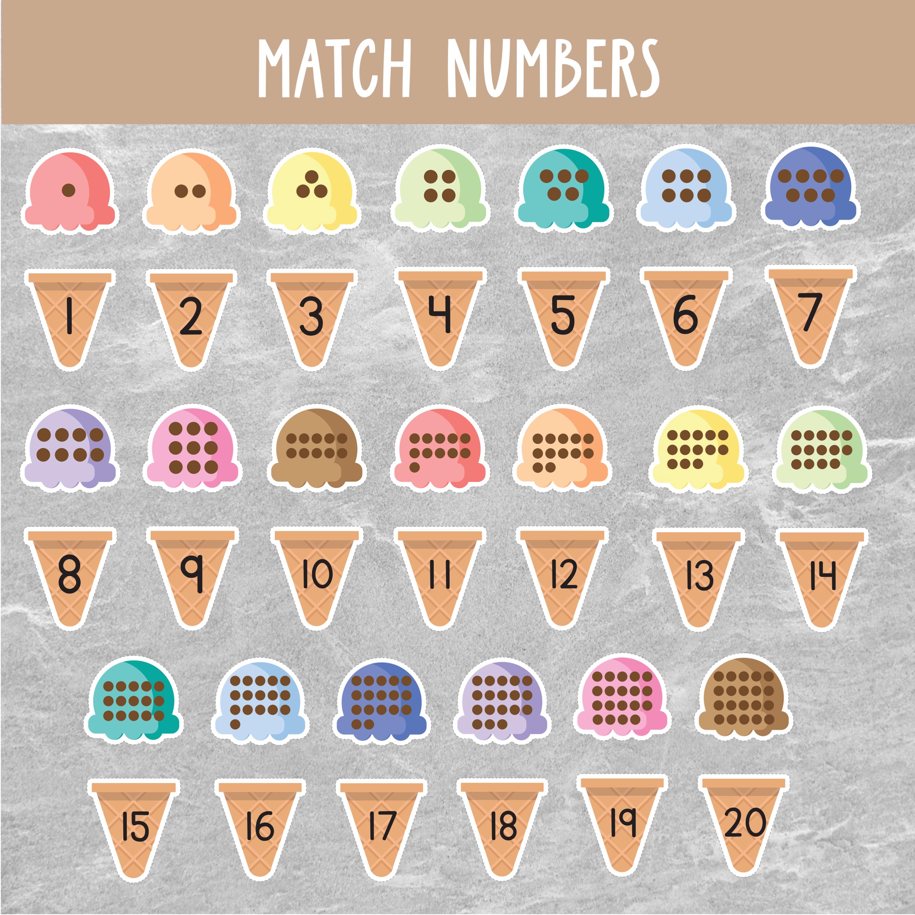 Ice Cream Number Matching Game: Preschool Printable (digital Download ...