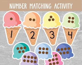 Ice Cream Number Matching Game: Preschool Printable (digital Download ...