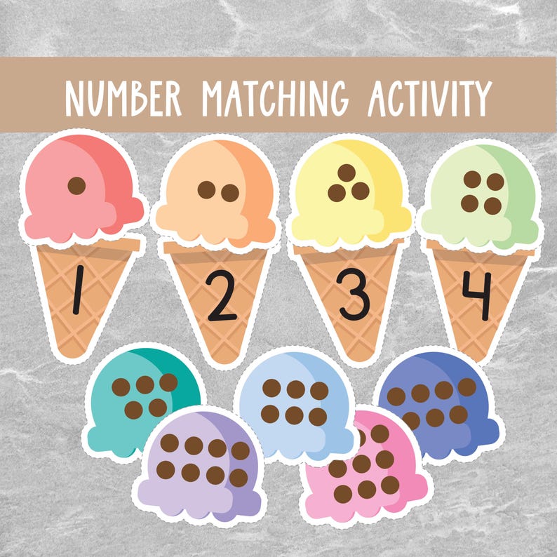Ice Cream Number Matching Game: Preschool Printable (digital Download ...