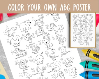 Color-in Alphabet Poster – A to Z Letter Coloring Activity for Kids ...