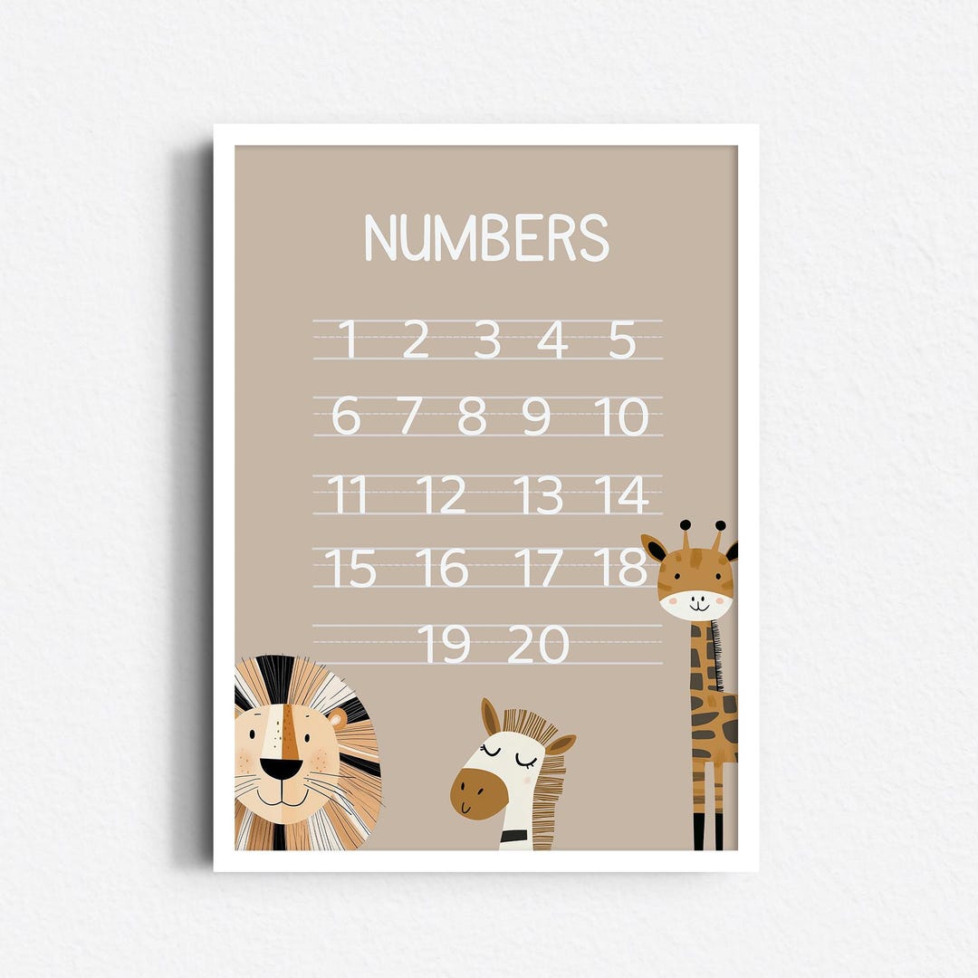 Number 123 Chart, Safari Animal Posters, Educational Printables ...