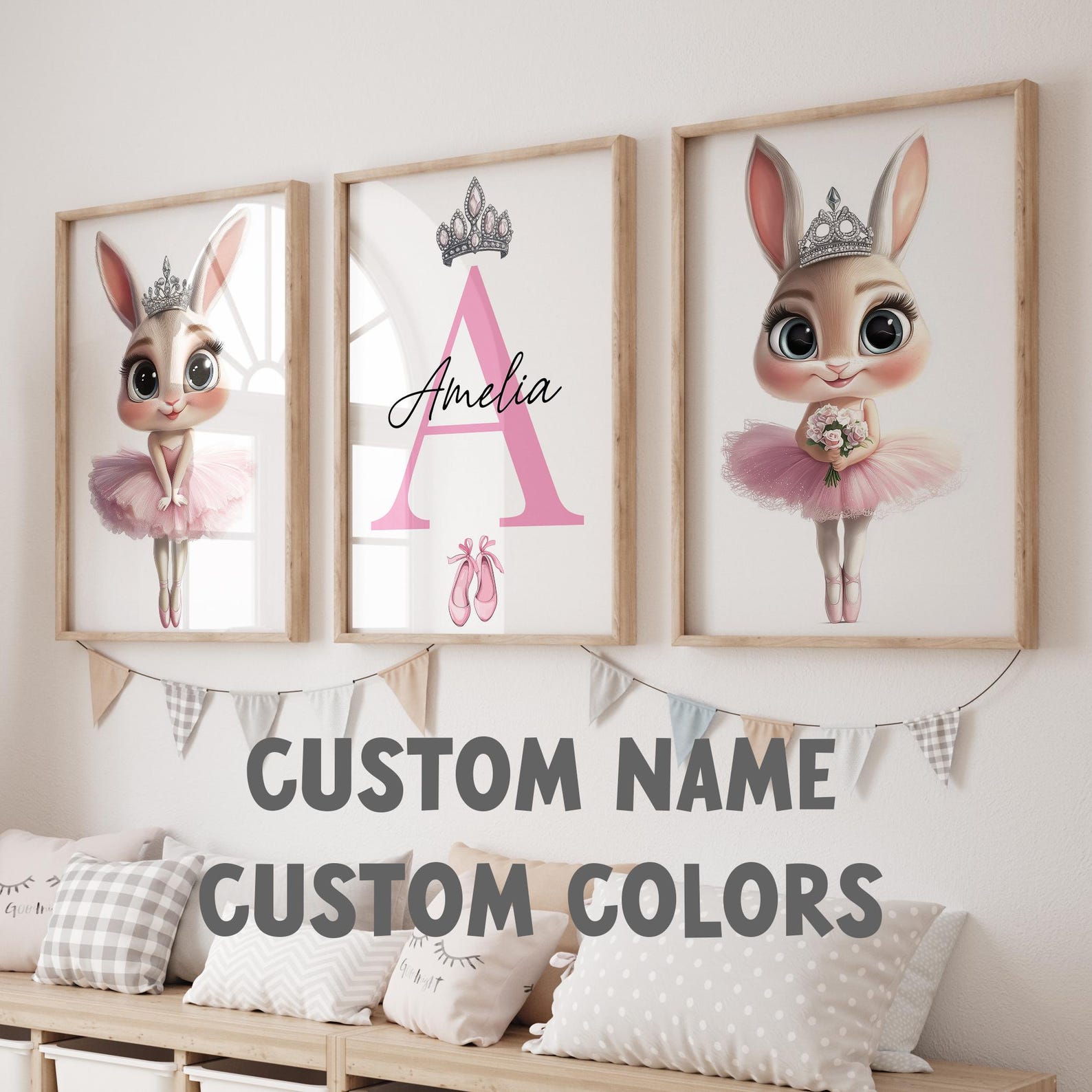 Custom Ballerina Bunny Prints | Nursery Wall Art, Boho, Baby ...