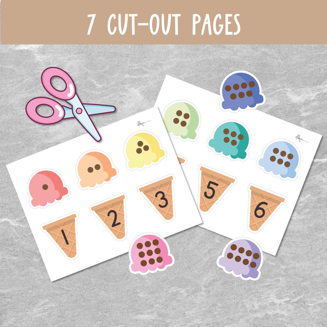 Ice Cream Number Matching Game: Preschool Printable (digital Download ...