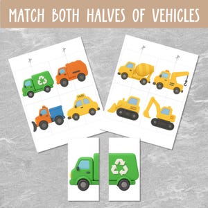 Vehicle Puzzle Matching Activity for Preschool – Transportation-themed ...
