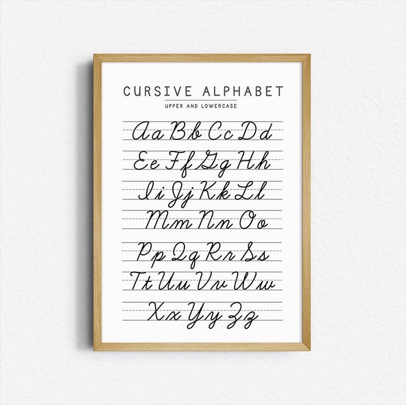 Cursive Handwriting Chart | Printable Alphabet Poster | Homeschool ...