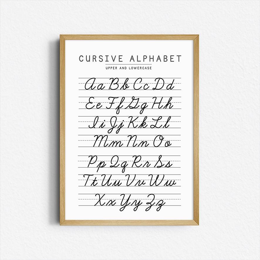 Cursive Handwriting Chart | Printable Alphabet Poster | Homeschool ...