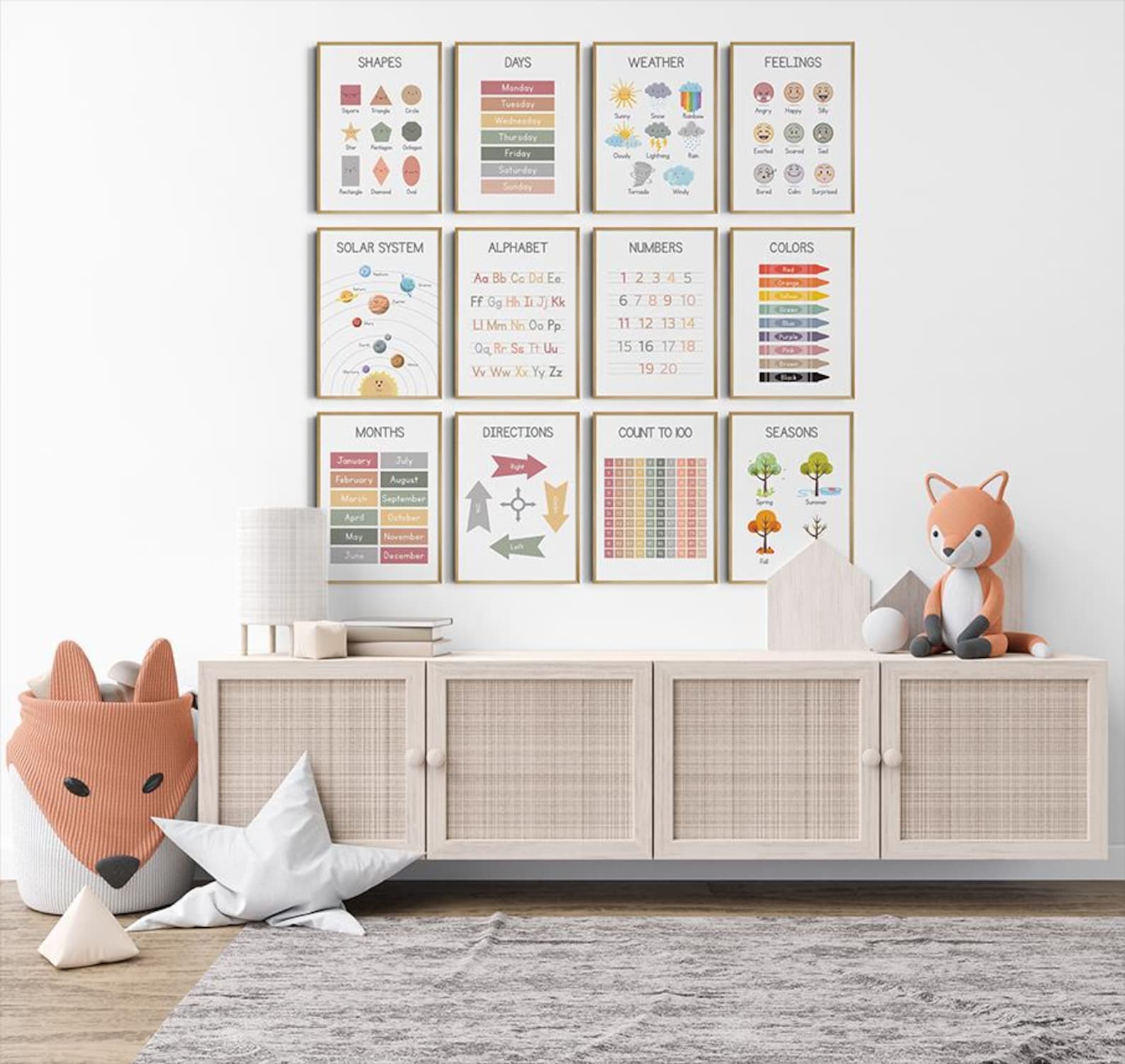 Educational Posters Set: Boho Montessori Classroom Decor (digital ...