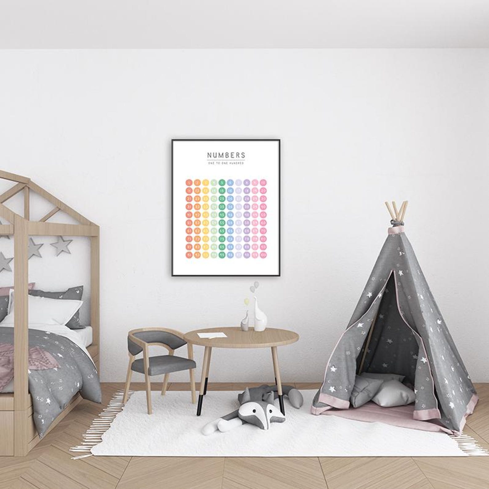 Rainbow 100 Chart: Educational Kids Number Poster (digital Download) - Etsy