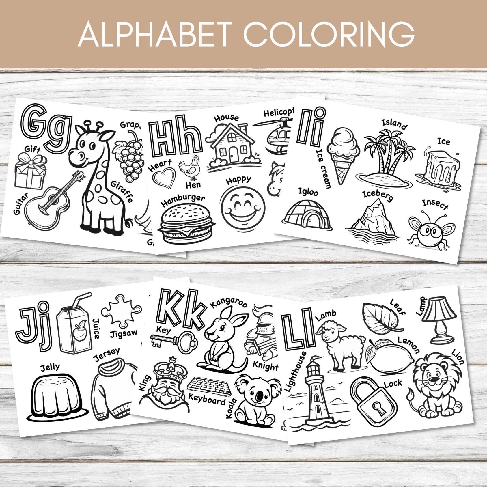 Alphabet Coloring Pages: Preschool Printable Activity (PDF) - Etsy