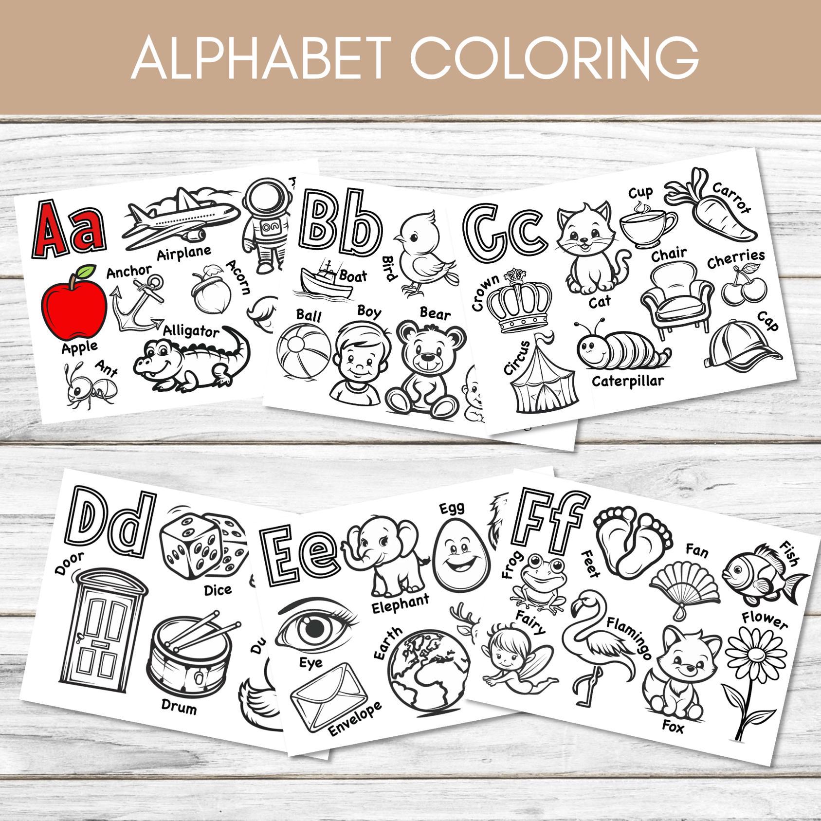 Alphabet Coloring Pages: Preschool Printable Activity (PDF) - Etsy