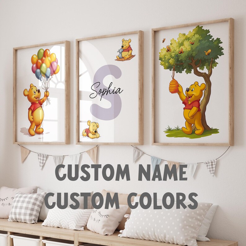 Custom Winnie the Pooh Prints | Nursery Wall Art, Boho, Baby ...