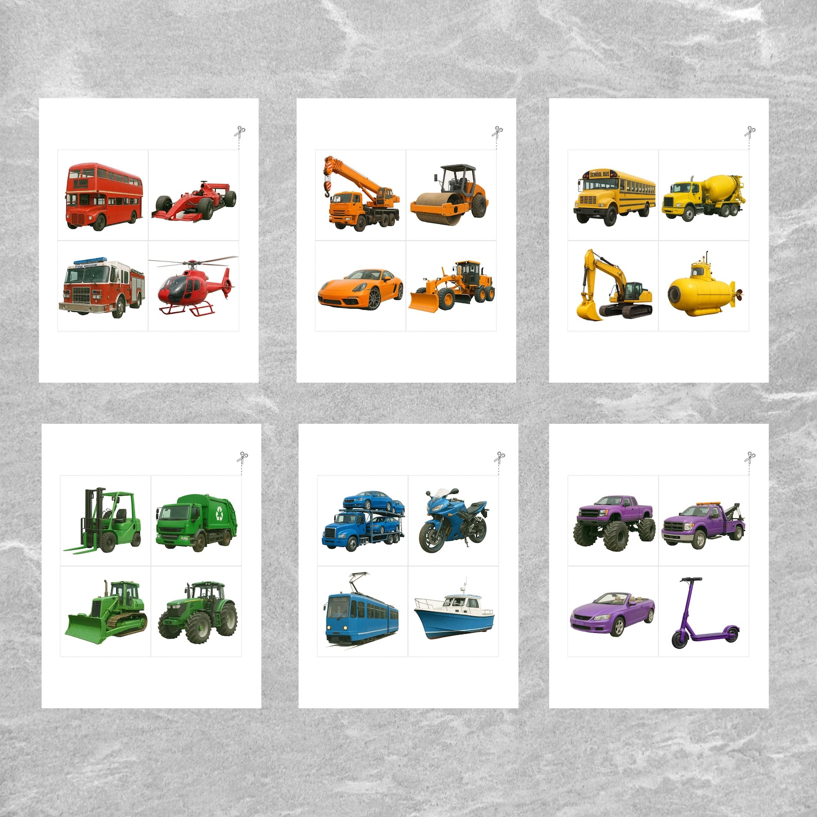 Vehicle Color Sorting Activity for Preschool – 44 Printable Cards ...