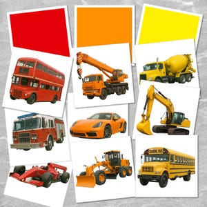 Vehicle Color Sorting Game: Preschool Transportation Cards (digital ...