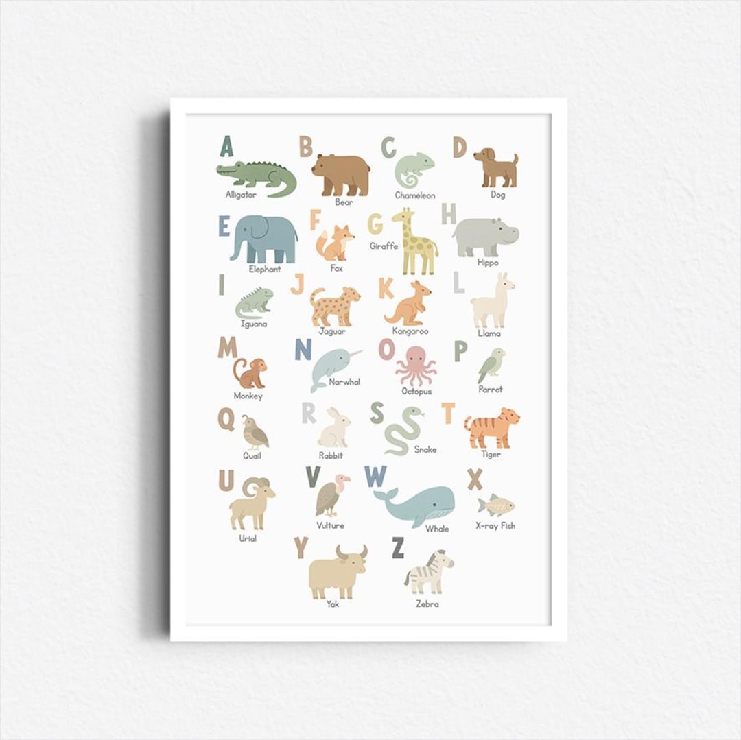 Boho Animal Alphabet Print – ABC Poster for Kids – Neutral Nursery Wall ...