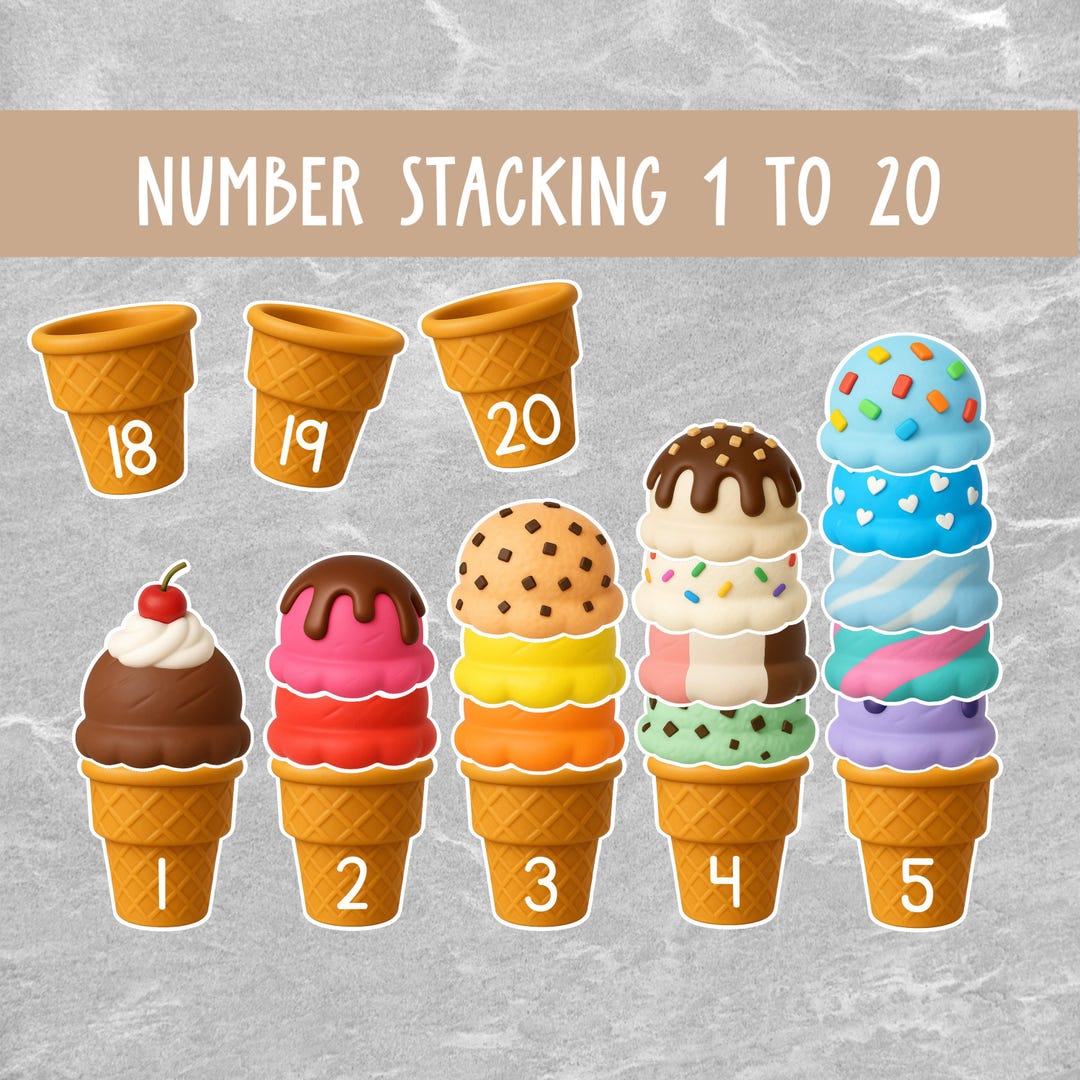 Ice Cream Number Match: Preschool Counting Game (digital Download) - Etsy