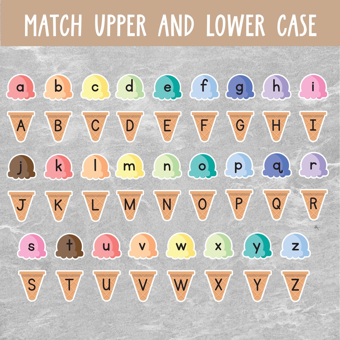 Ice Cream Alphabet Matching Game: Preschool Printable (digital Download ...