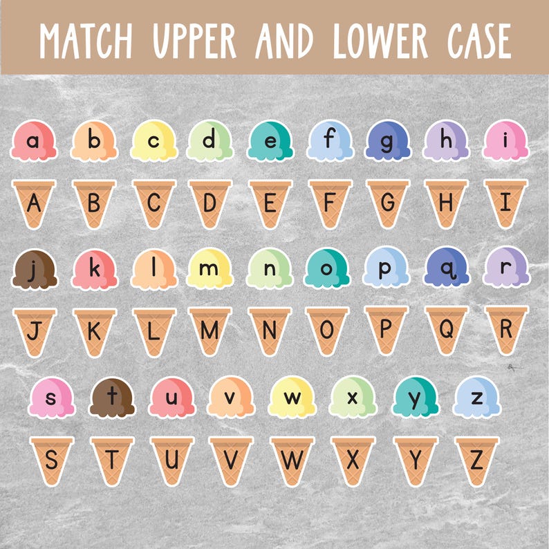 Ice Cream Letter Matching Activity – Upper & Lowercase Alphabet Game ...