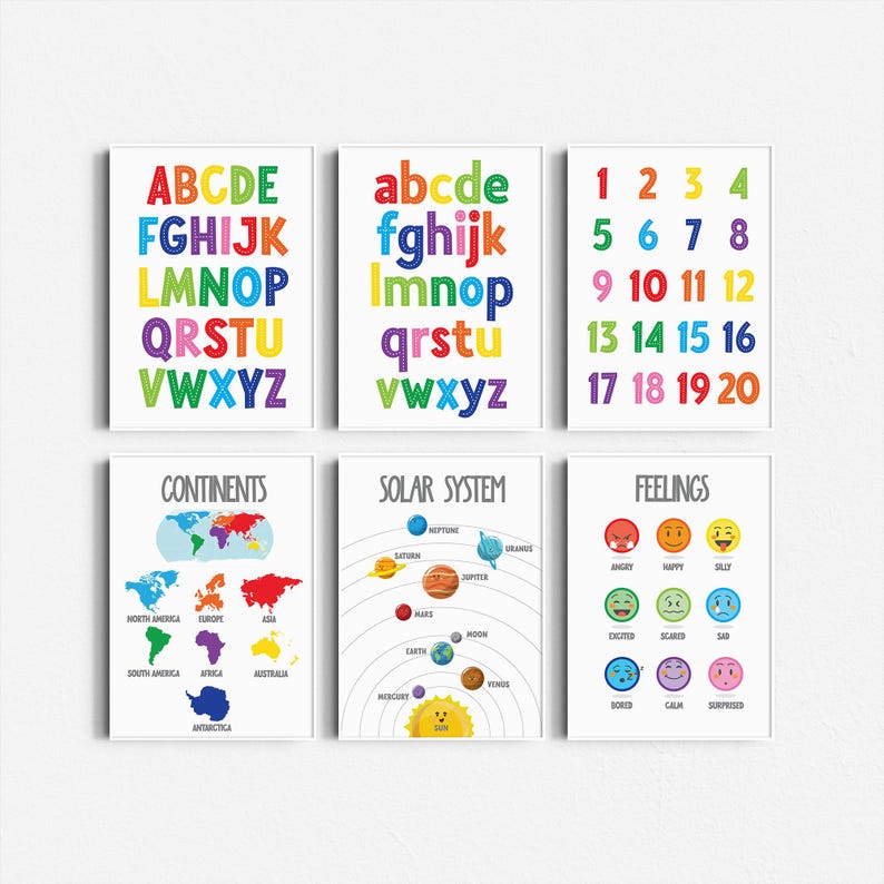 Set of 25 Educational Posters, Homeschool Prints, Montessori Classroom ...